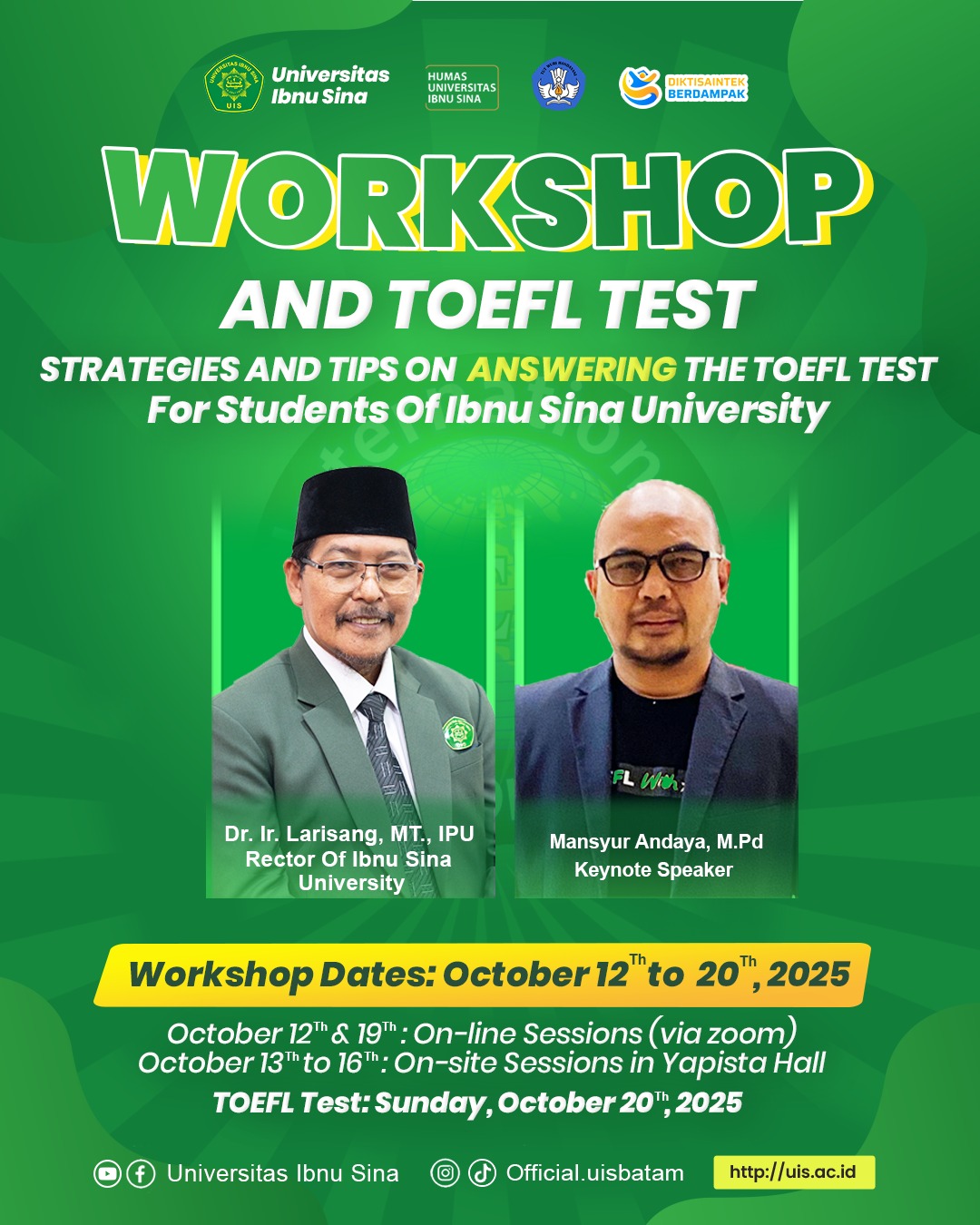 Workshop dan Tes TOEFL, UIS Dorong Mahasiswa Siap Bersaing